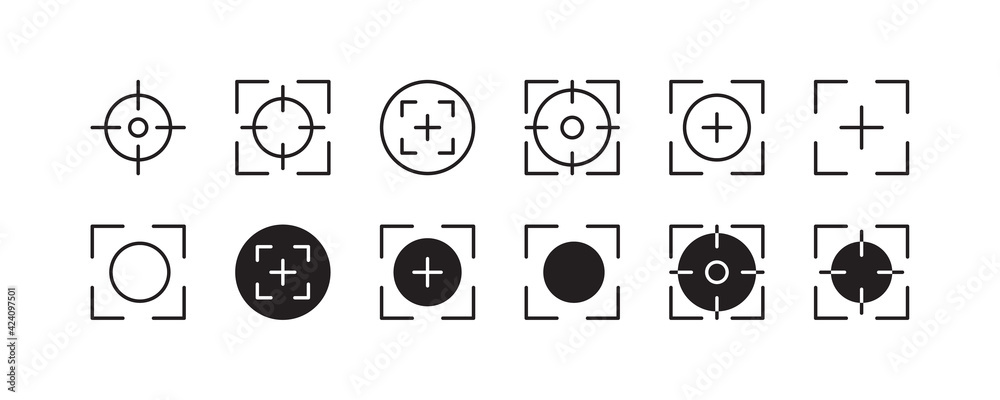Focus, focal point, target icon set. Vector graphic illustration ...