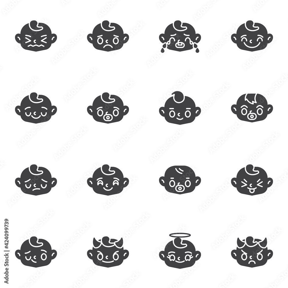 Baby face emoji vector icons set Stock Vector | Adobe Stock
