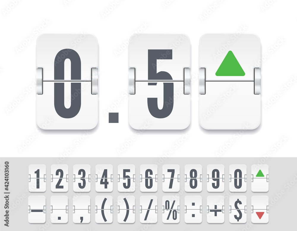 Stock exchange vector mechanic board. Flip number and symbol scoreboard ...