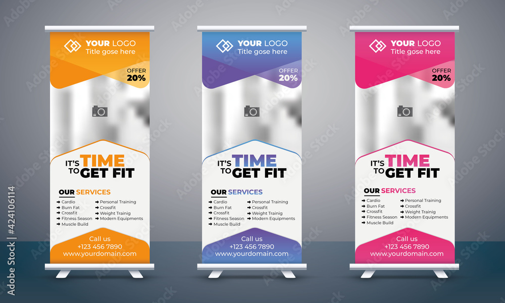 Fitness roll up banner , Retractable banner , Stock Vector | Adobe Stock