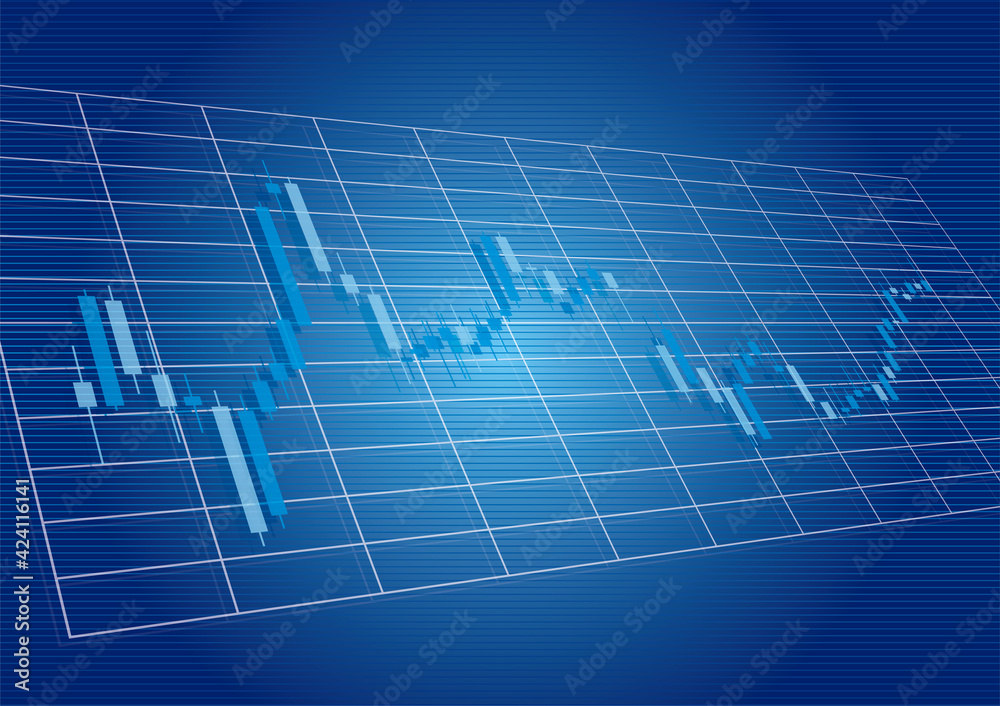 Candlestick Chart 株価チャート株価推移のイメージイラスト ローソク足チャートのインフォグラフィックス立体3d Stock