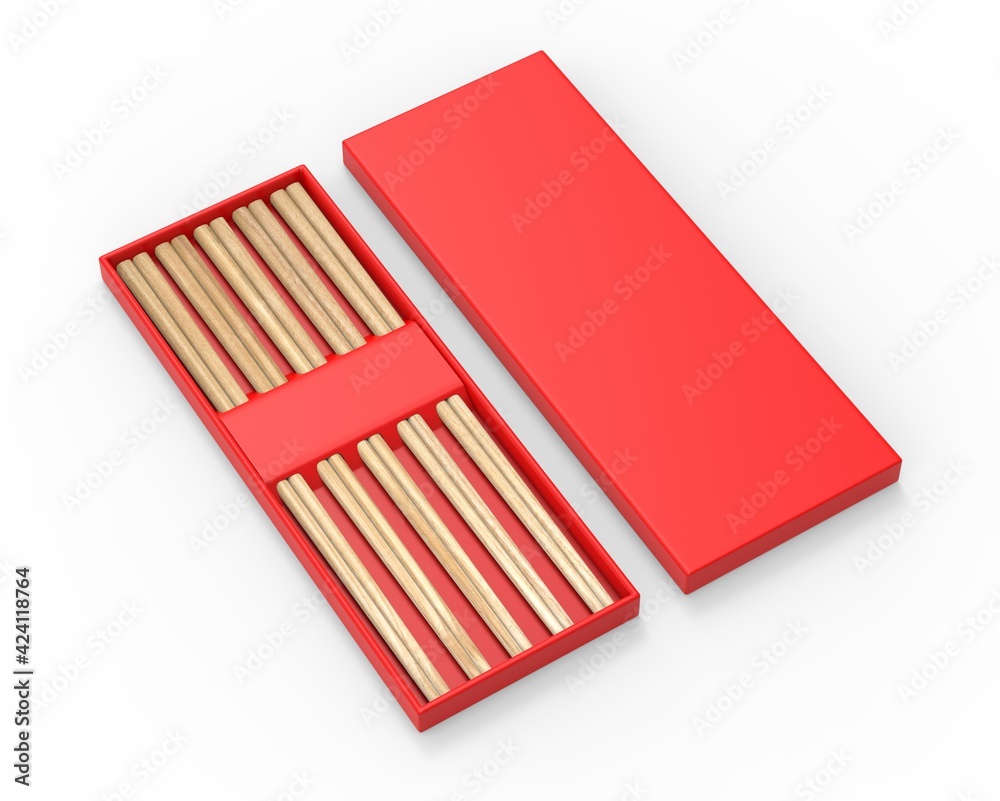 5 Pair Chopsticks Set With Blank Gift Box Branding Mockup, 3d render ...