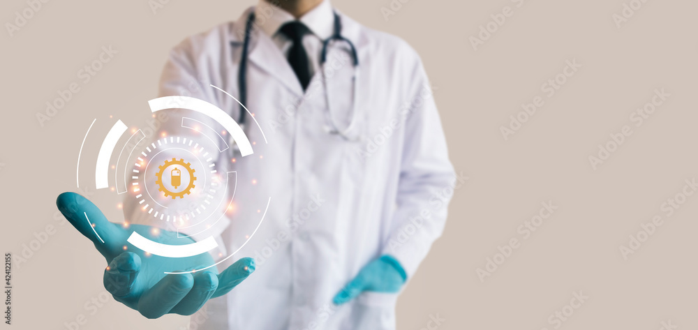 Professional doctor holding illustration golden of healthy graphic ...