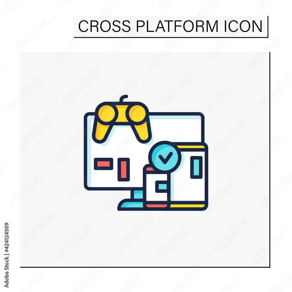 Cross platform play color icon. Platform for playing games. Testing ...