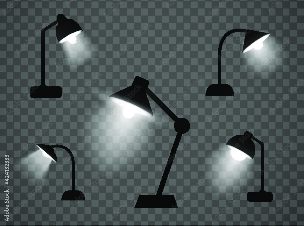 Realistic lighting lamps on transparent background. Illustration with ...