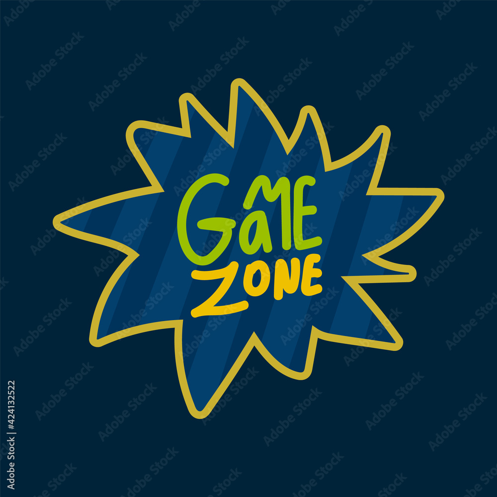 The Game Zone icon. Star logo with colored letters in doodle style. For ...