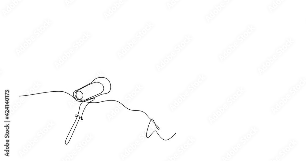 Self drawing animation of continuous line drawing of rap singer face ...