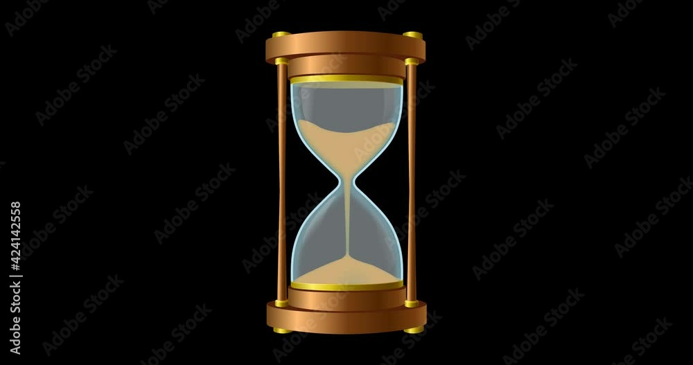 Beautiful wooden Hourglass With sand animation on white screen ...