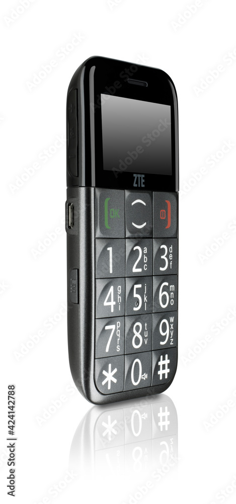 teléfono movil negro con números grandes sobre fondo blanco. black ...