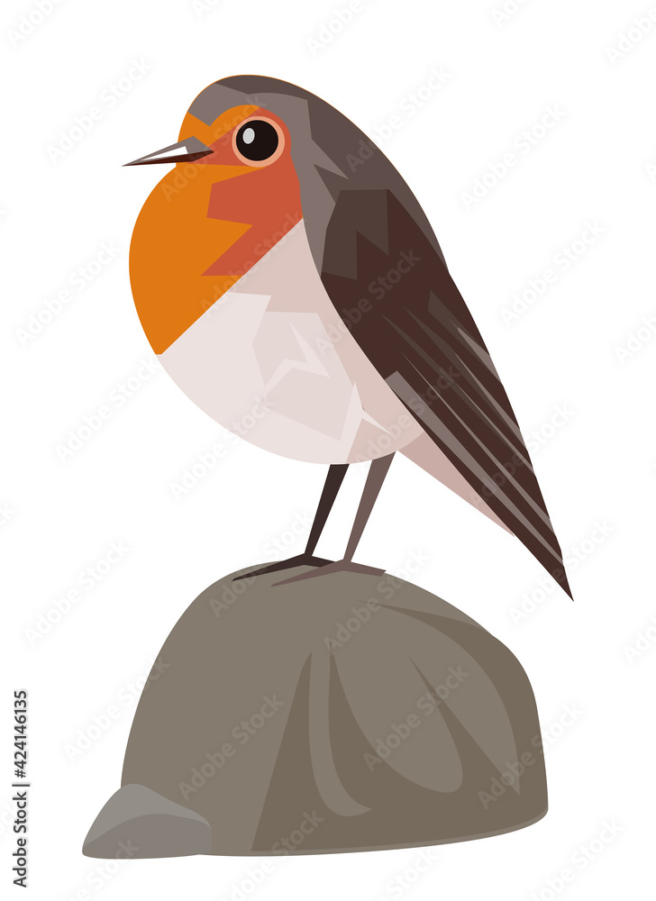 Robin bird cartoon vector illustration isolated Stock Vector | Adobe Stock