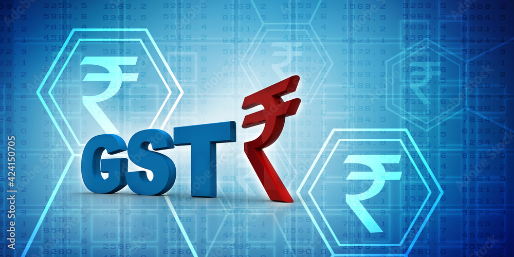 3d rendering GST Tax India with rupee sign Stock Illustration | Adobe Stock