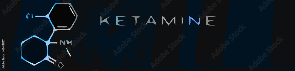 Ketamine. Dissociative ketamine. Chemical formula, molecular structure ...