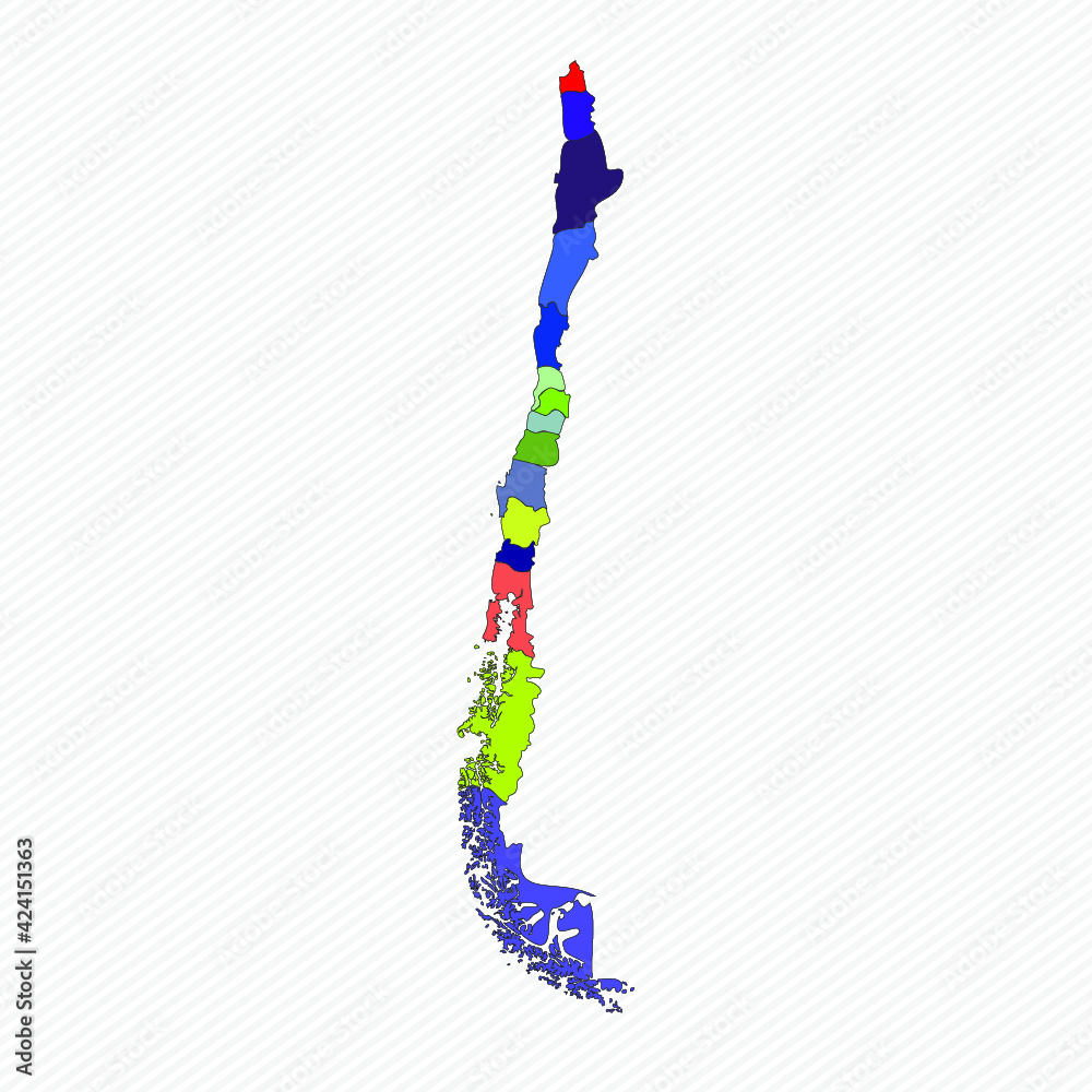 Chile Detailed Map With States Stock Vector | Adobe Stock