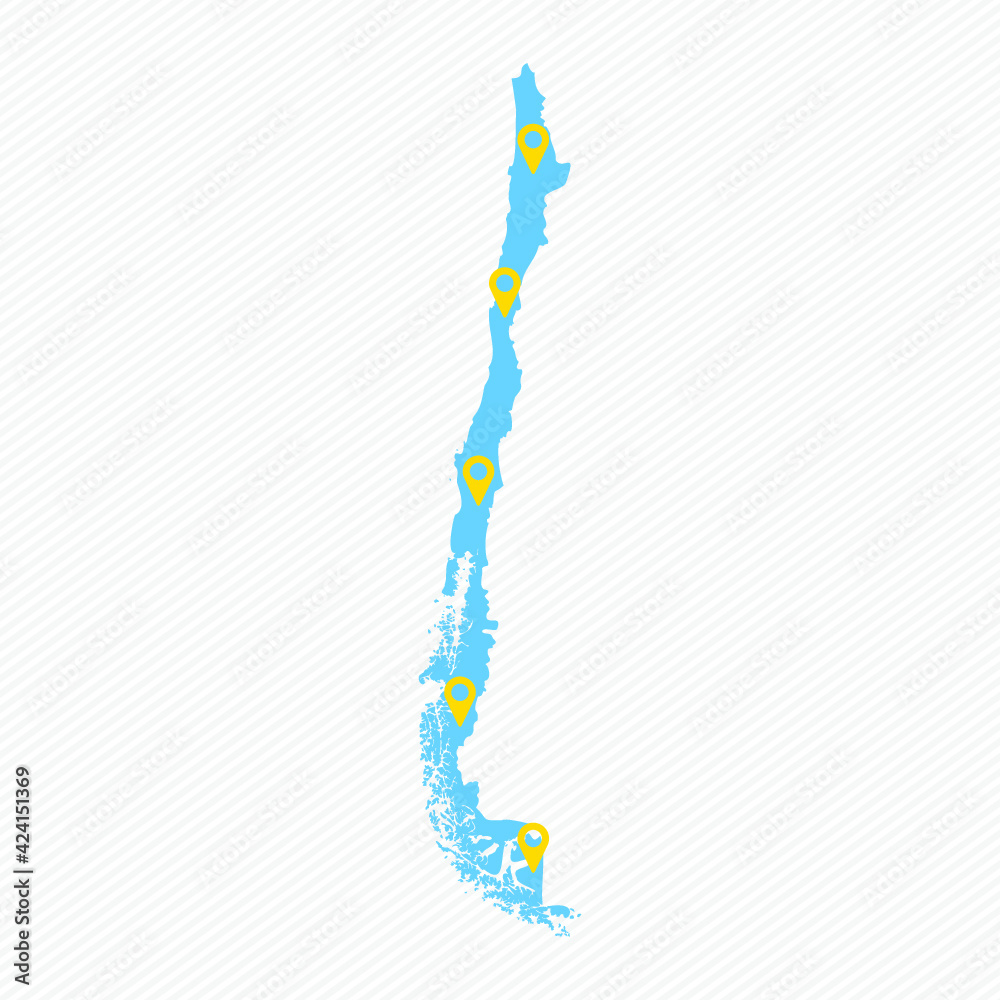 Chile Simple Map With Map Icons Stock Vector | Adobe Stock
