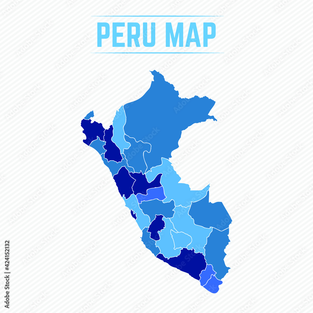Peru Detailed Map With States Stock Vector | Adobe Stock