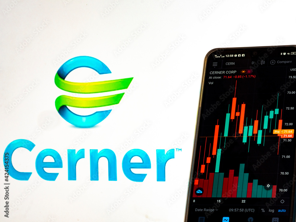 In this photo illustration the stock market information of Cerner ...