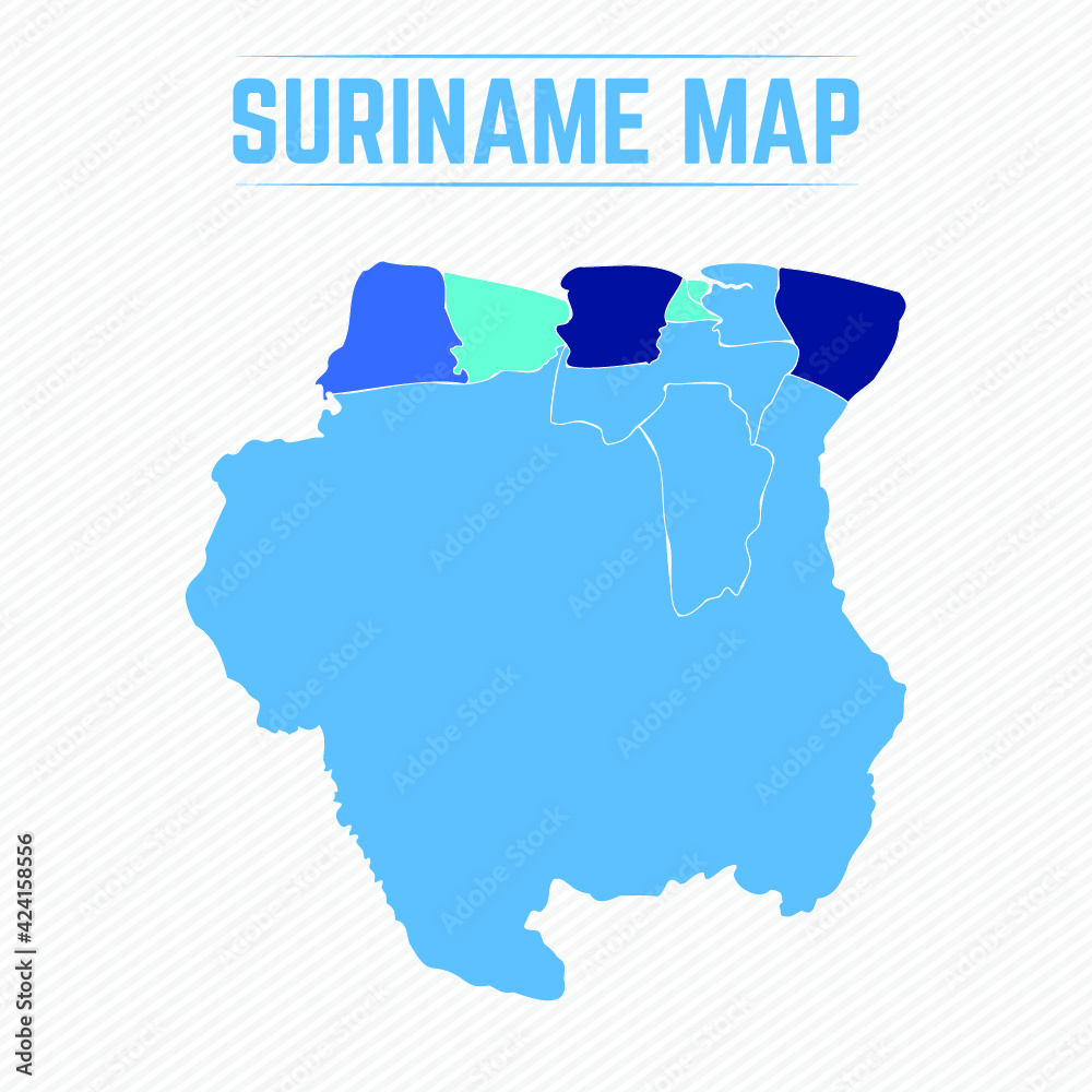Suriname Detailed Map With States Stock Vector | Adobe Stock