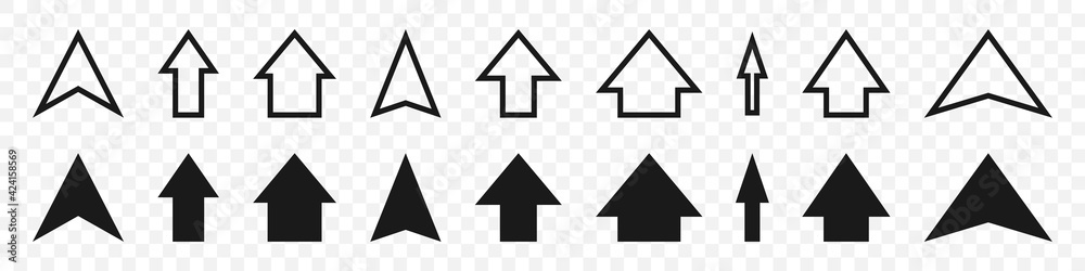 Arrows vector icons. Cursor symbols. Set of Mouse Cursor Arrows. Click ...