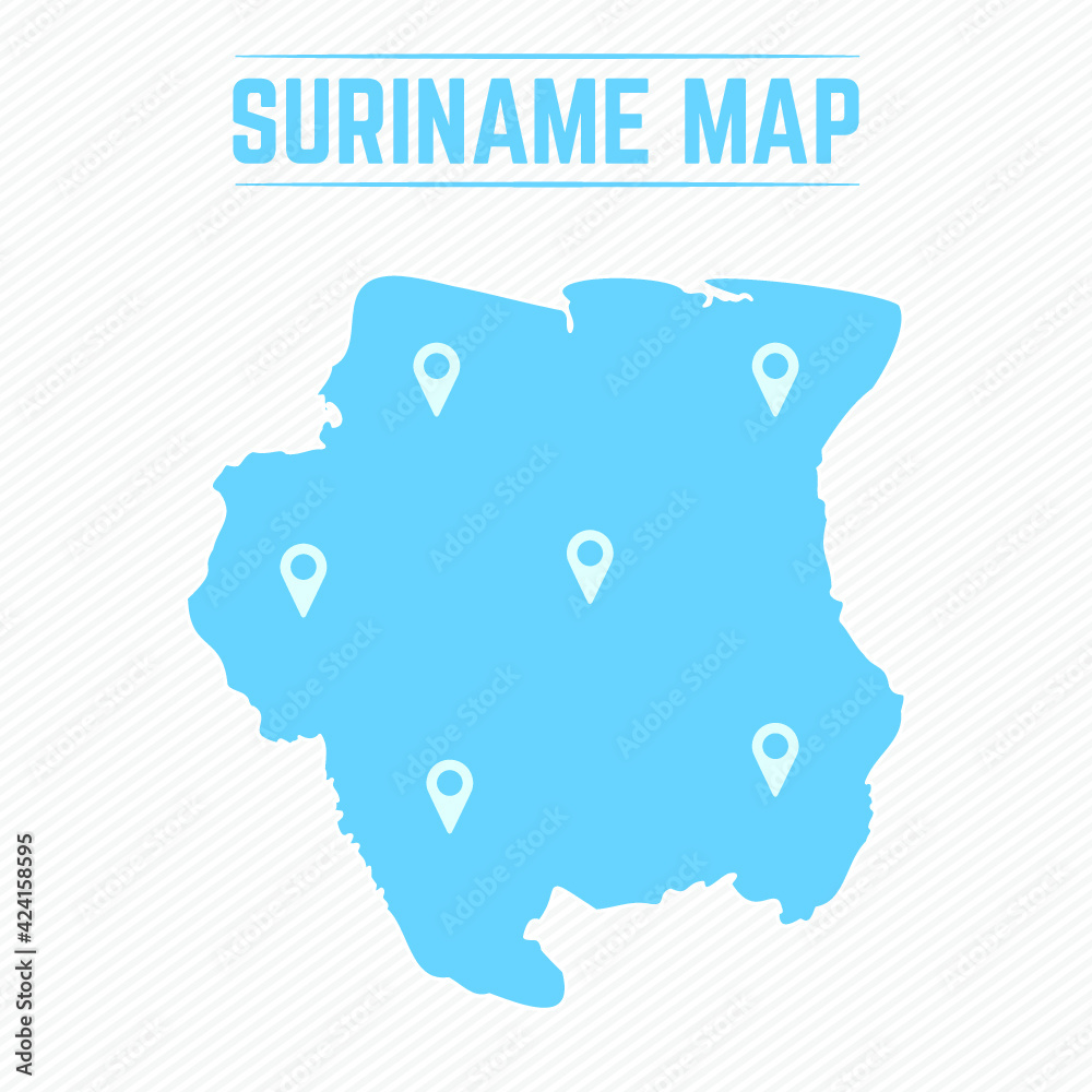 Suriname Simple Map With Map Icons Stock Vector | Adobe Stock