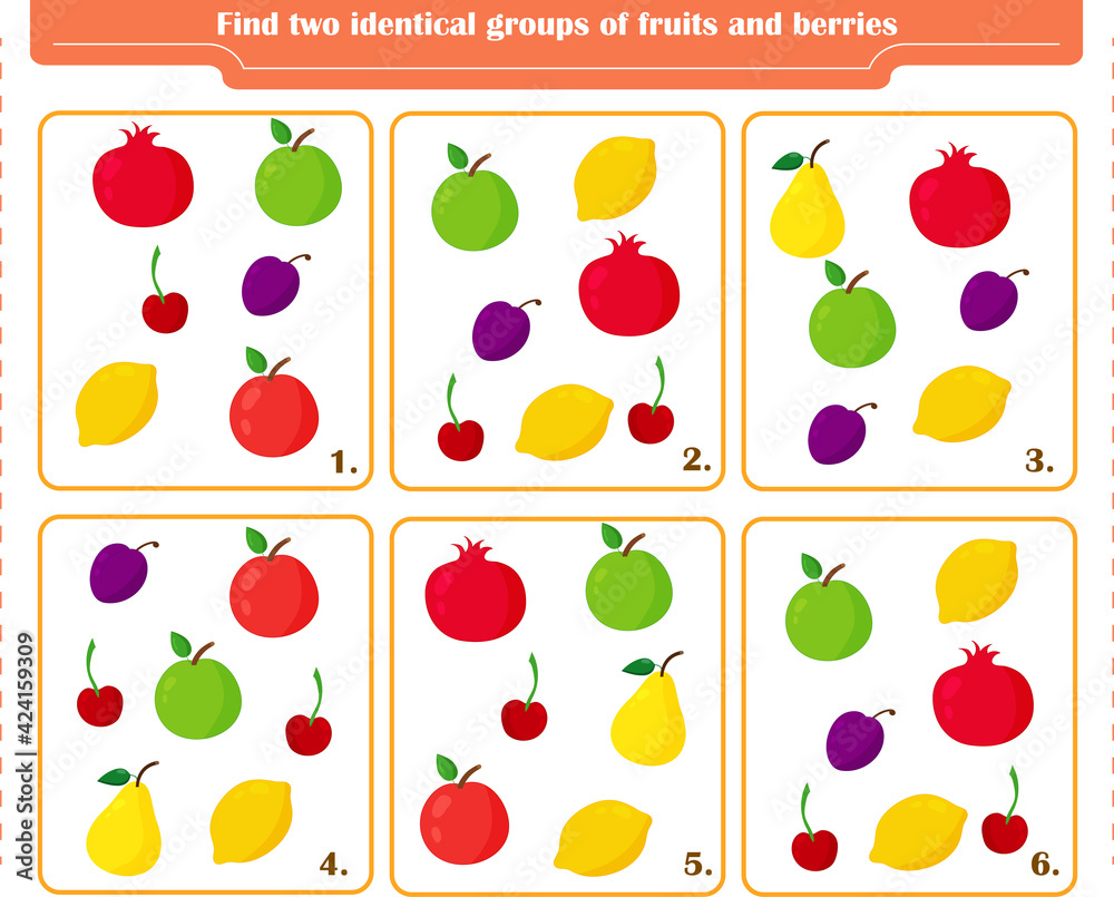 A game for children. Development of attention. Find two identical ...