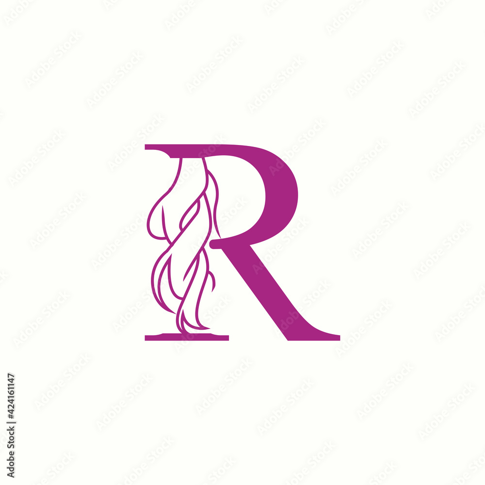 logo letter r with icon beauty hair vector design Stock Vector | Adobe ...