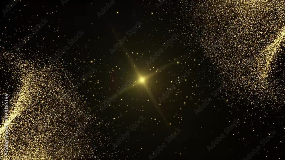 4K Clean Golden Abstract motion background shining silver particles ...