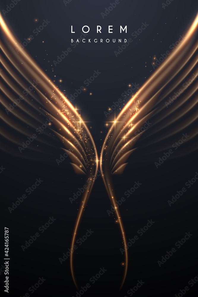 Abstract gold wings background with glow effect Stock Vector | Adobe Stock