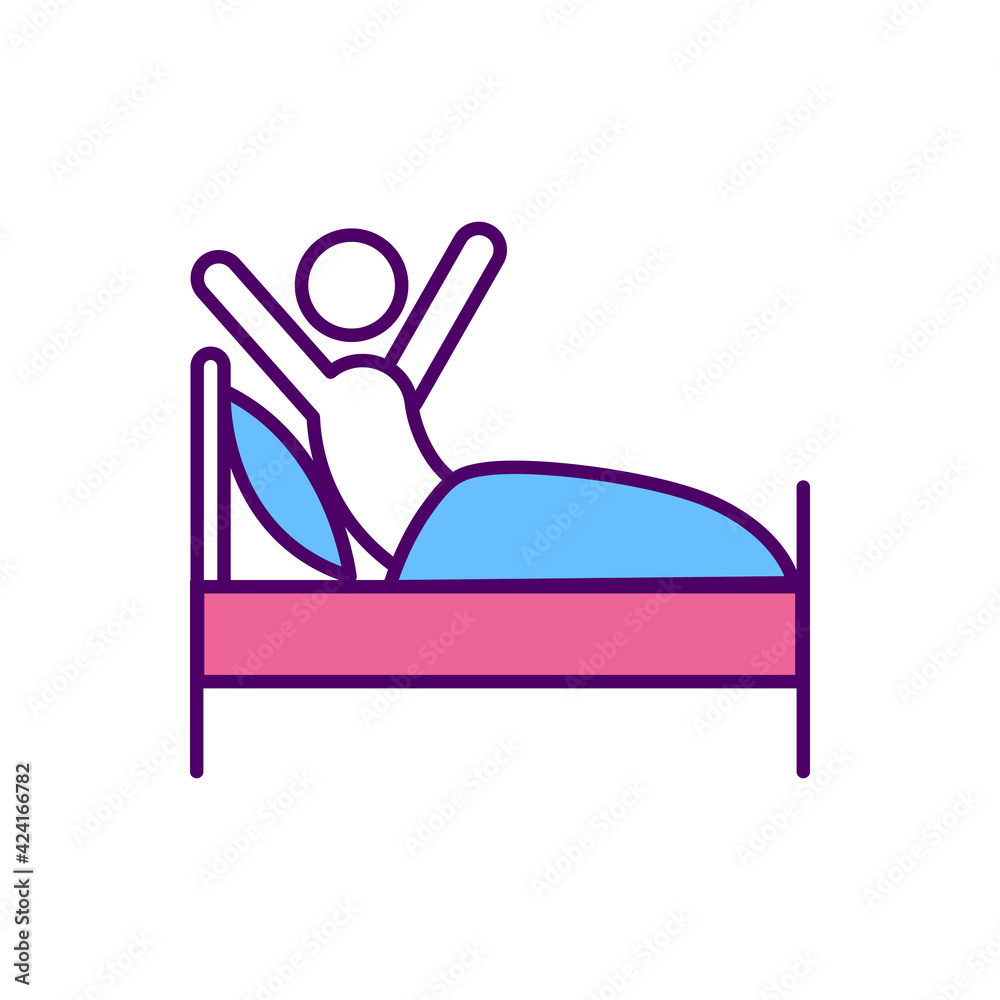 Waking up early RGB color icon. Healthy morning routine. Awake person ...