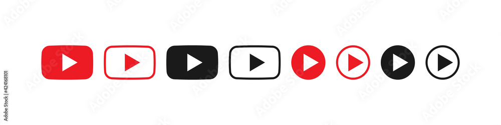 Vetor de Youtube vector icons. Youtube logo. Youtube buttons, isolated ...
