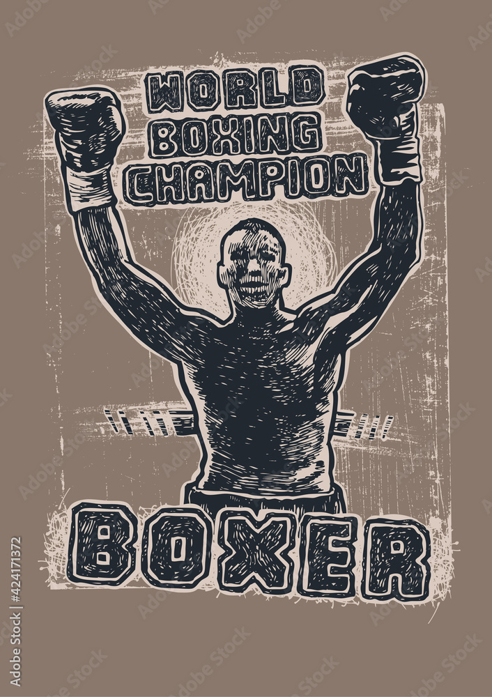 Design World Boxing Champion for poster or t-shirt print with boxer ...