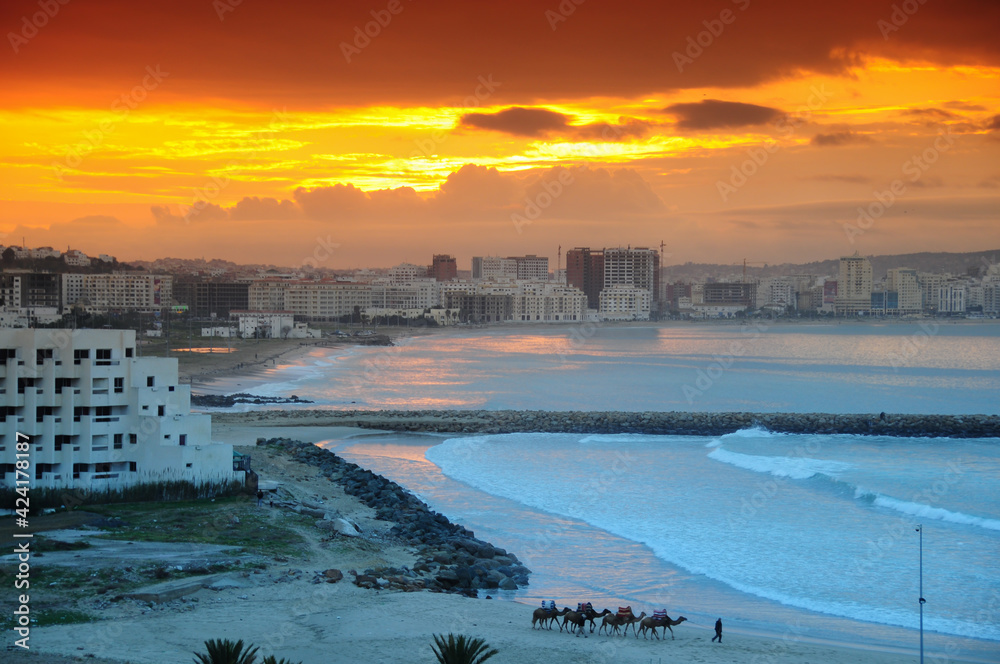 North Africa, Morocco: the port and the skyline of Tangier, Moroccan ...