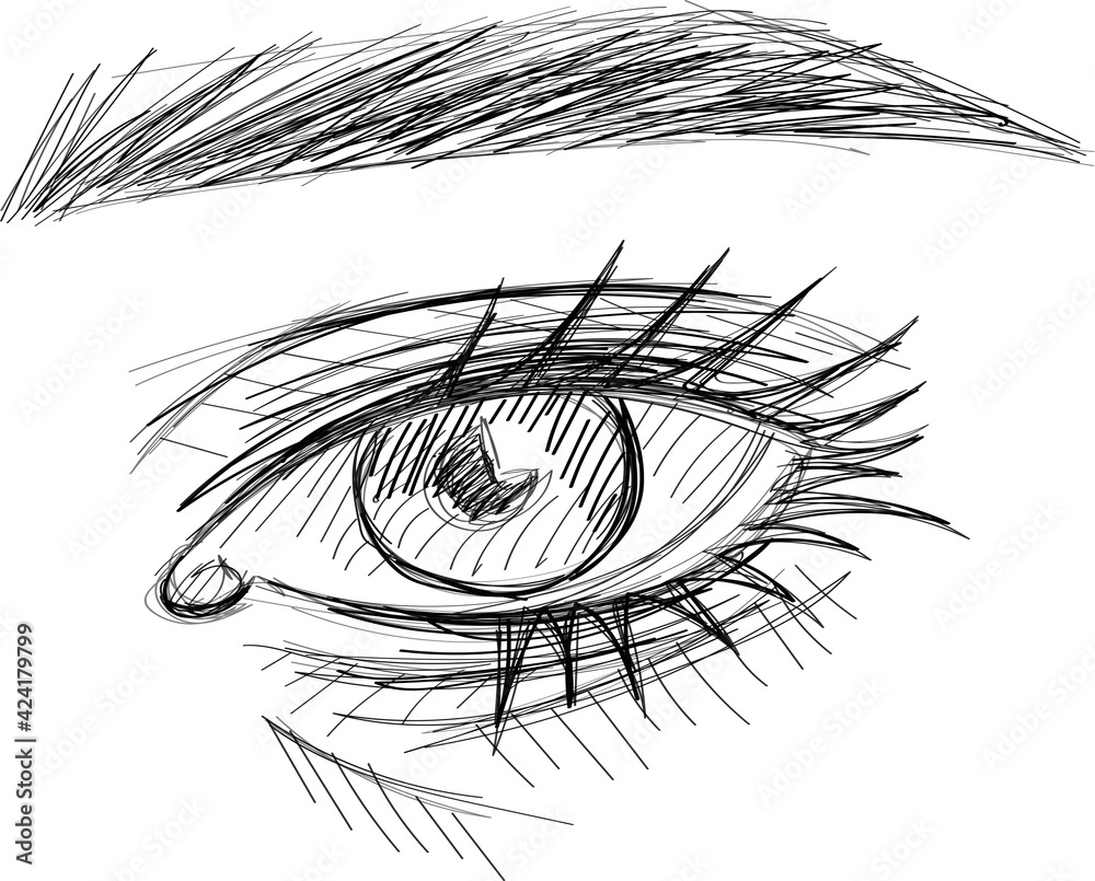 Hand drawn Eye art sketch - Stylized vector sketch Stock Vector | Adobe ...