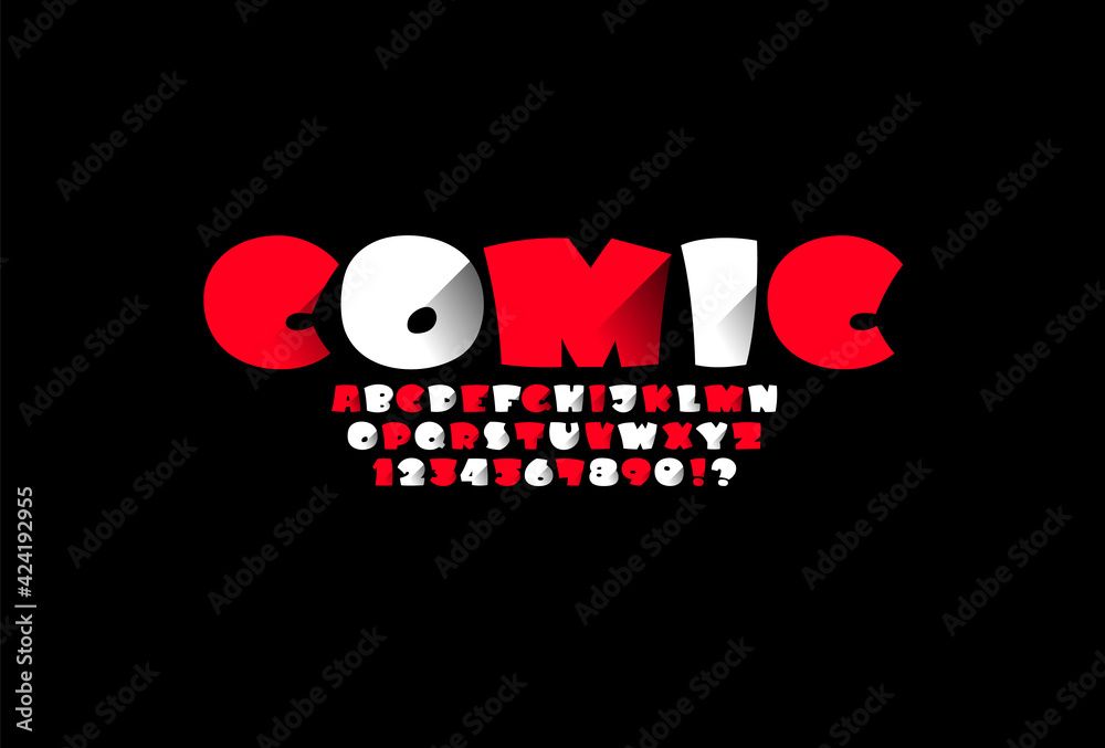 Rounded Font in the comics style, trendy cartoon bright alphabet, bold ...