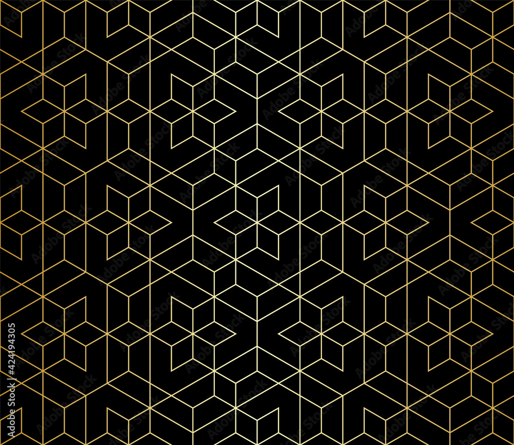 Pattern with crossing gold lines, rhombs and polygons. Stylish abstract ...