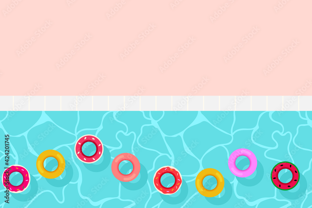 Summer holiday poster design. Life ring, floating buoy swimming in wavy ...