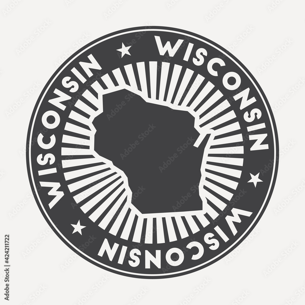 Wisconsin round logo. Vintage travel badge with the circular name and ...