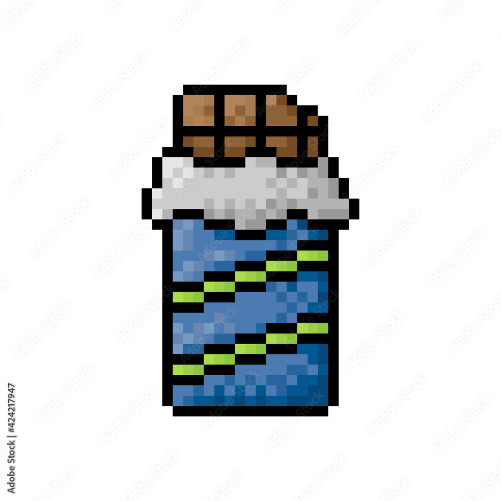 Chocolate icon. Chocolate bar. Pixel art. Front view. Vector simple ...
