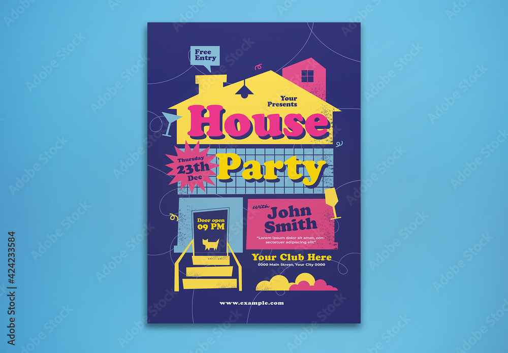 House Party Flyer Stock Template | Adobe Stock