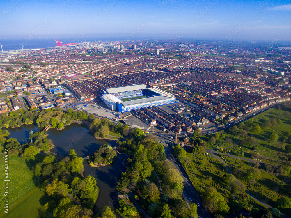 Everton Football Club - taken from above with view over the Stanley ...