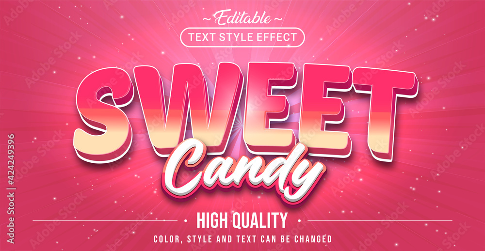 Editable text style effect - Sweet Candy text style theme. Stock Vector ...