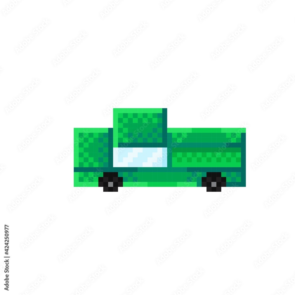 Car pixel art. Car cartoon. Vector illustration. Pickup truck. Stock ...
