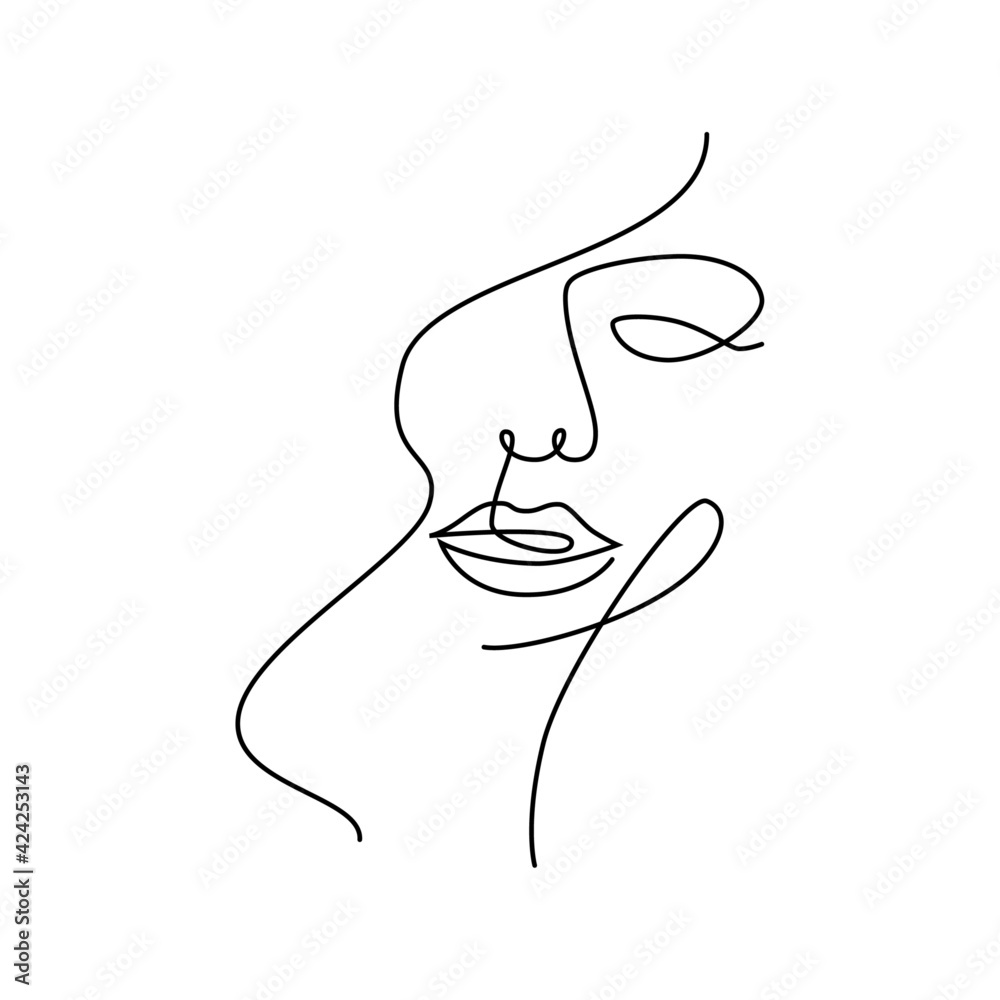 face drawing line art in graphic style vector illustration Stock Vector ...