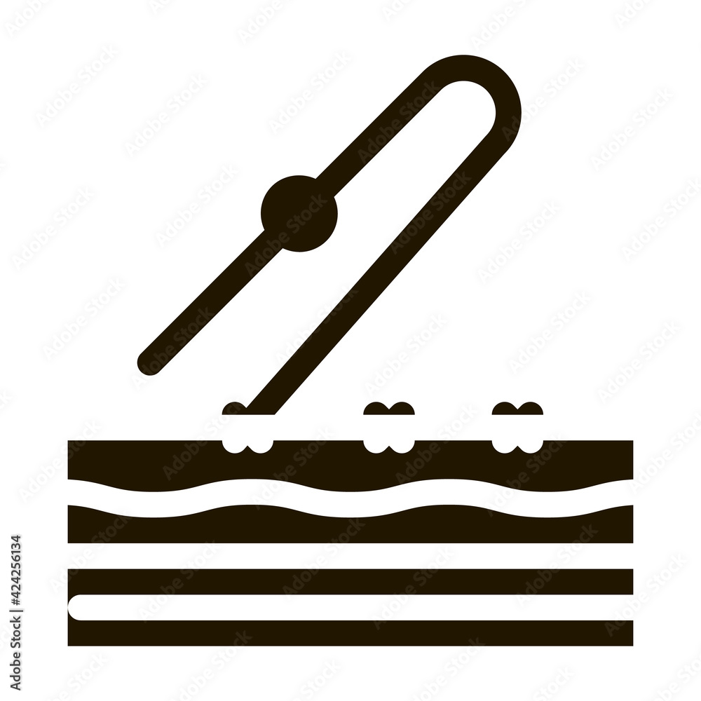 stitching of surgical incision glyph icon vector. stitching of surgical ...