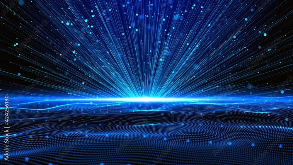 Abstract 4K Blue shining glitter particles 4K 3D Loop Animation New Motion Background. Light ...