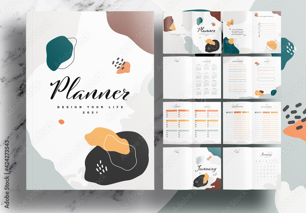 Annual Planner Notebook Layout Stock Template | Adobe Stock