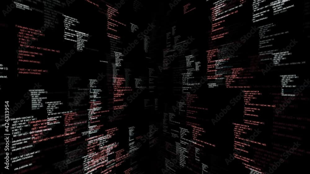 Source Code Walls On Black Loop Background Animation Dive Into