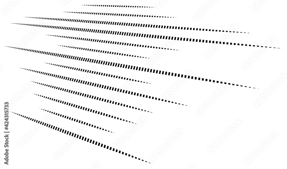 Dashed dynamic lines, stripes. 3D Lines in perspective vanishing with ...