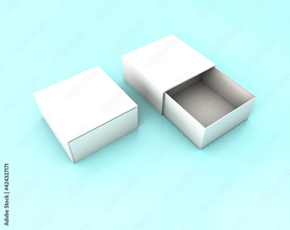 White Product Package Box on reflective background. 3D Render of box ...