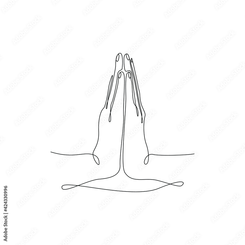 continuous line drawing of hand gestures doing yoga vector illustration ...