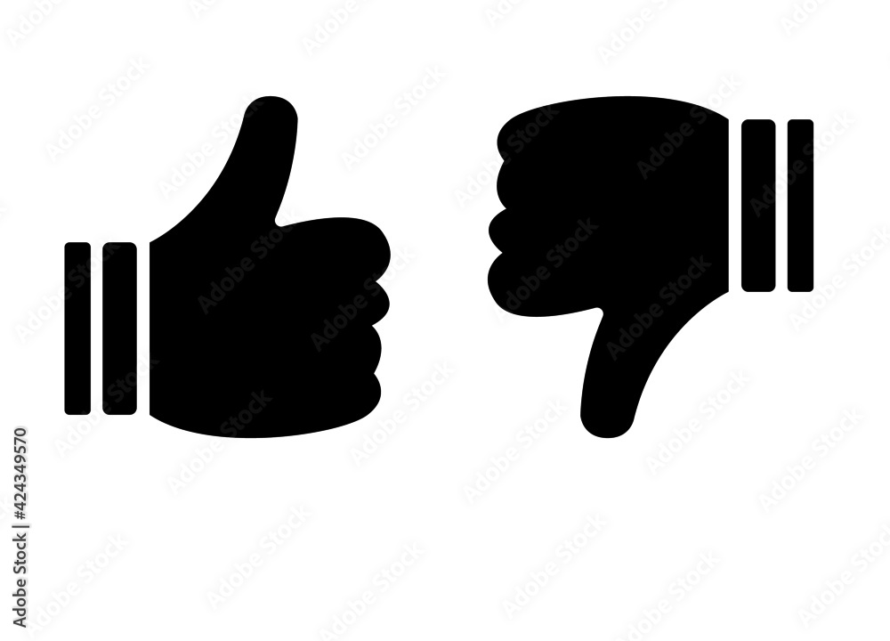 Like and dislike symbols together. Like an icon. Like a hand. Raise ...
